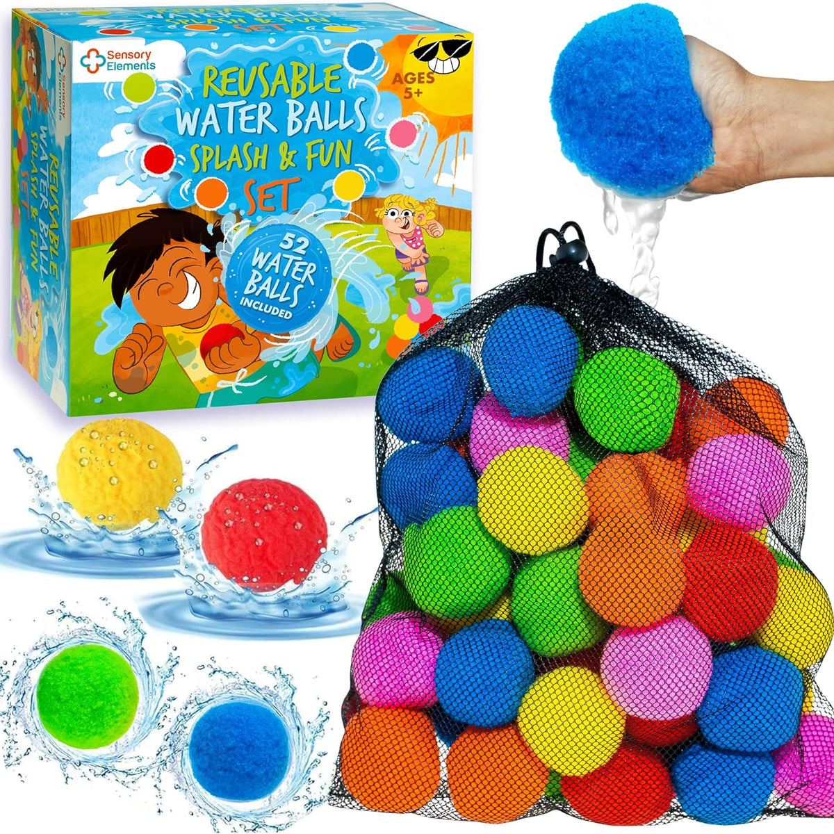 Reusable Water Balls Splash & Fun Set - Set Complet cu 52 de Bile Colo ...